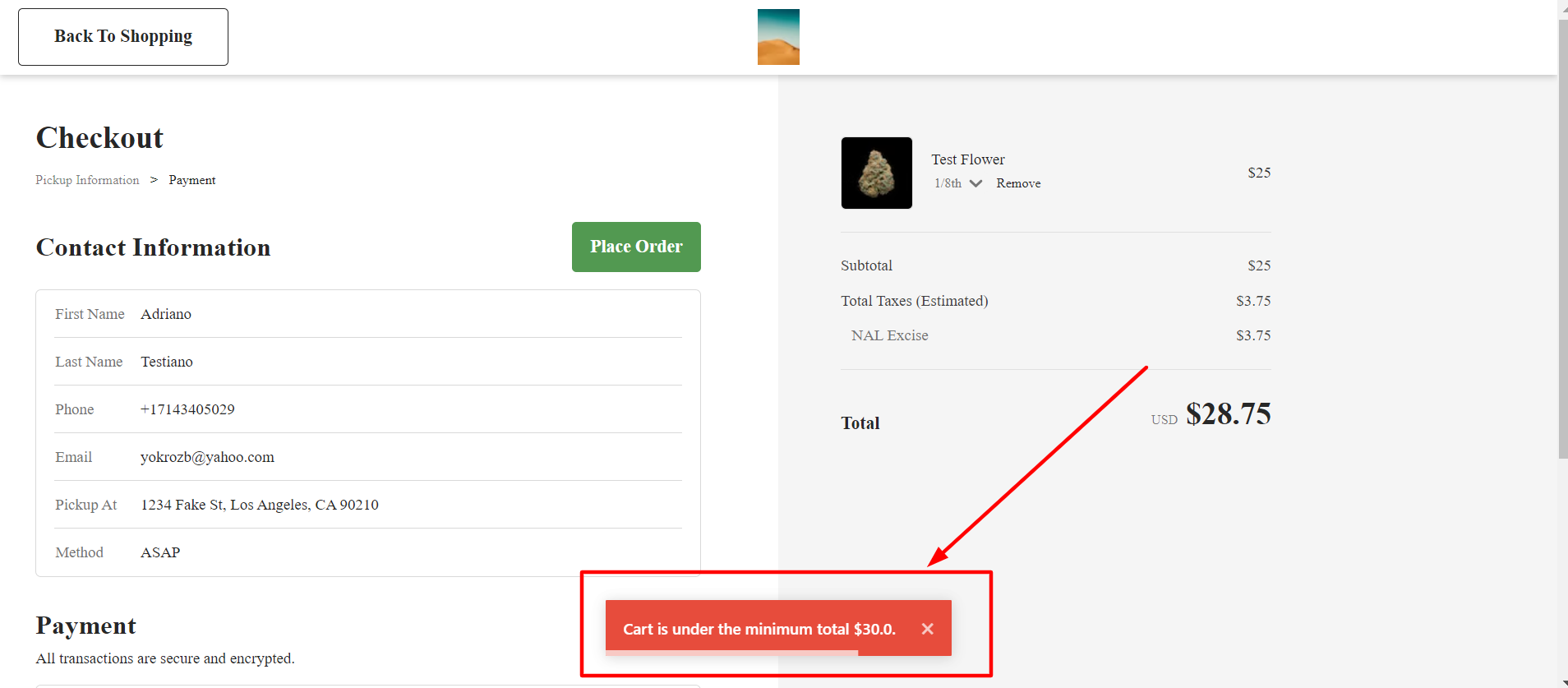 ECOM | Order Minimum Amounts